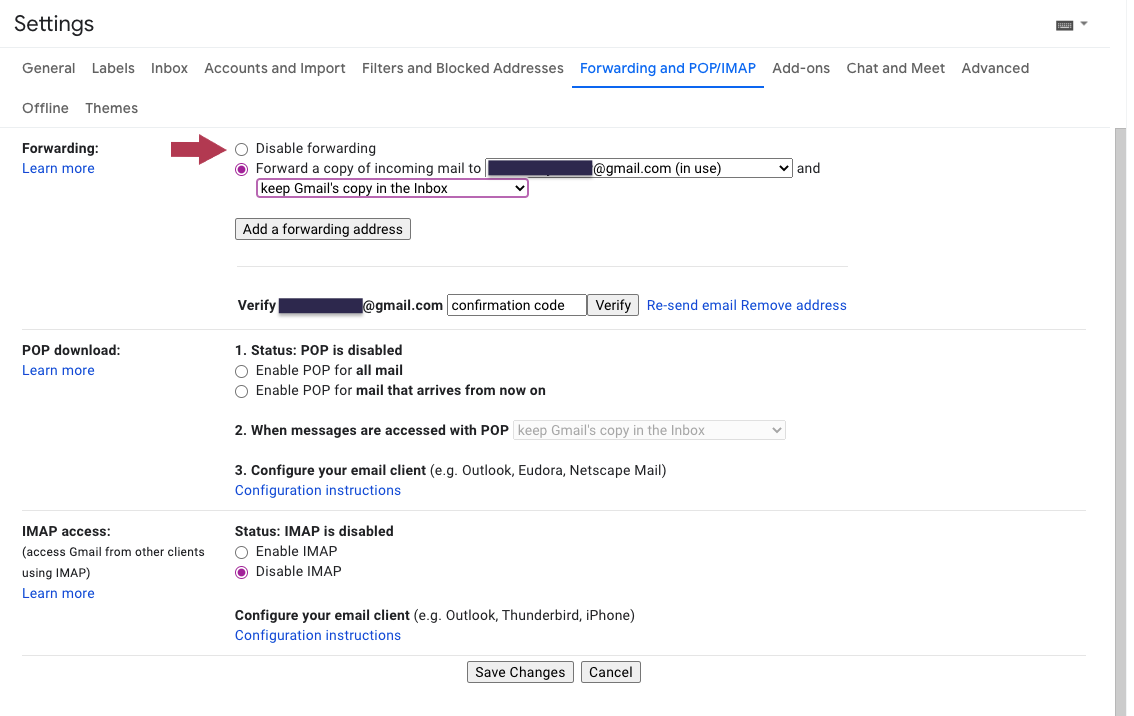 Gmail Email Forwarding